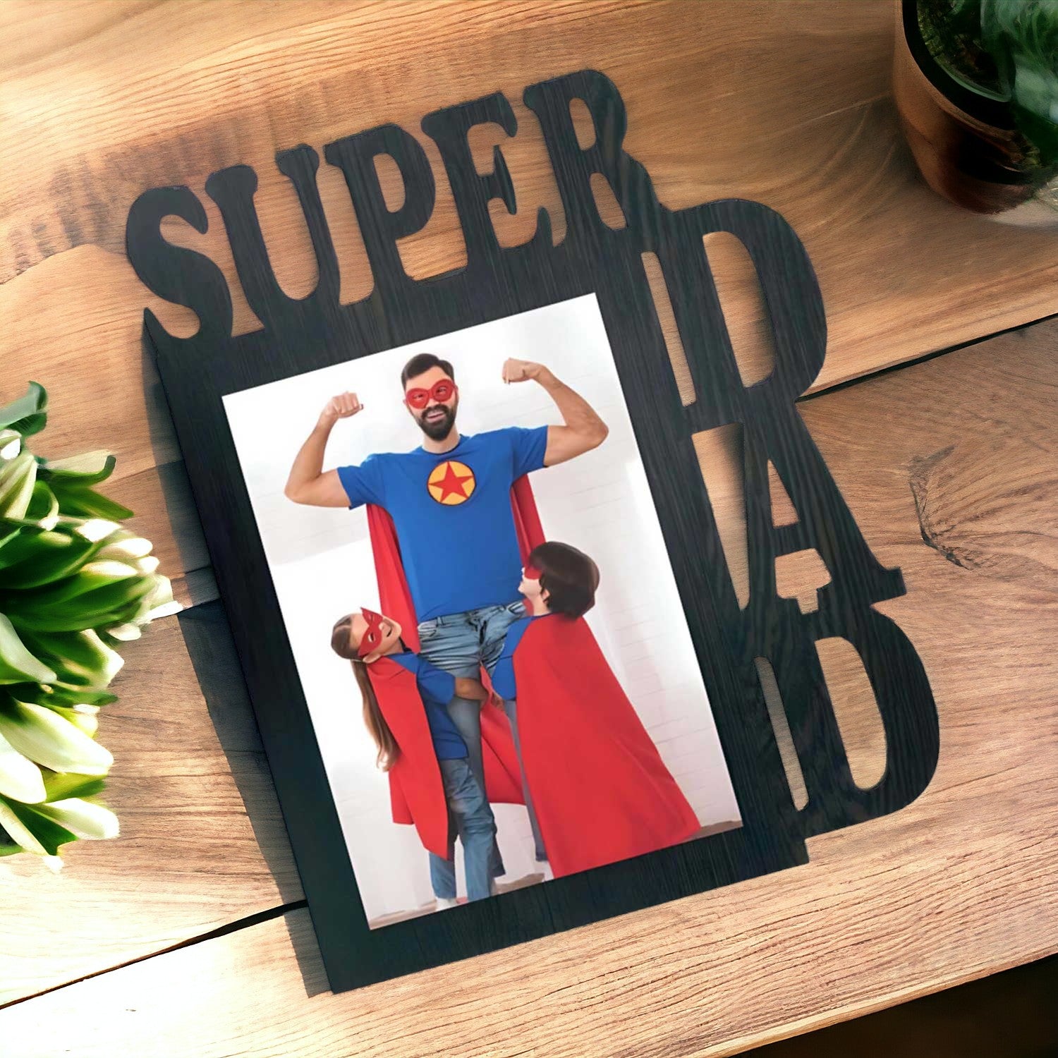 Premium Wooden Super Dad Photo Frame – Zingy Gifts
